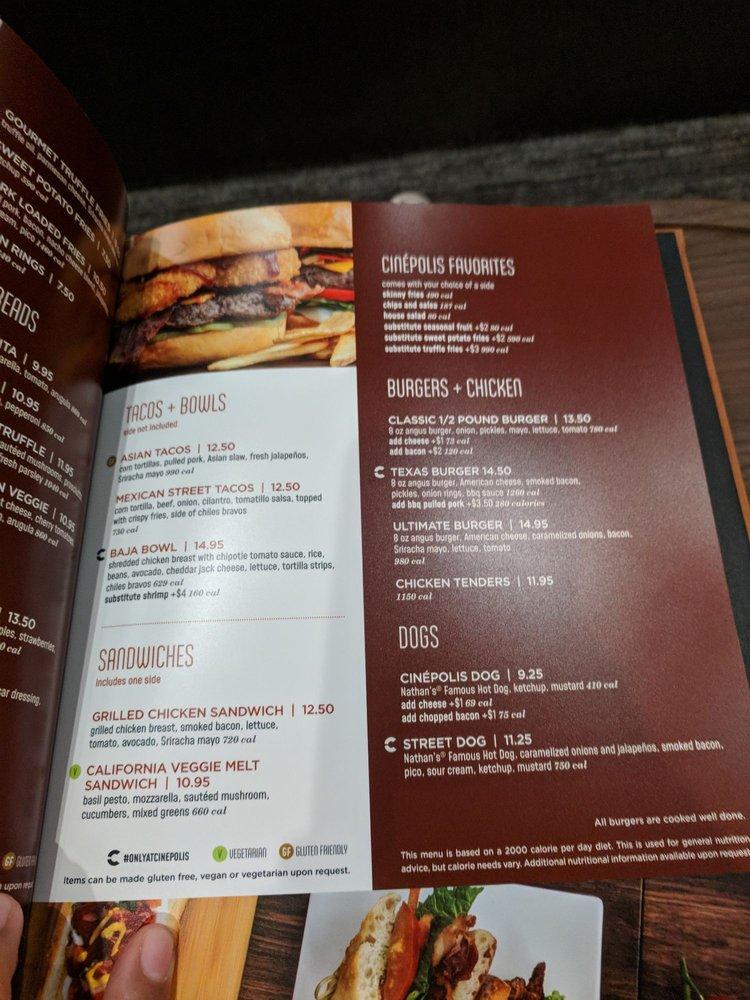 Menu at Cinépolis Luxury Cinemas Gaithersburg pub & bar, Gaithersburg