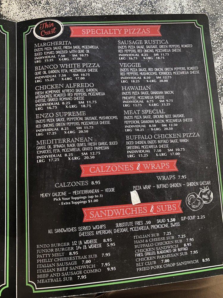 Menu at Enzos Pizza & Grill pizzeria, Panama City