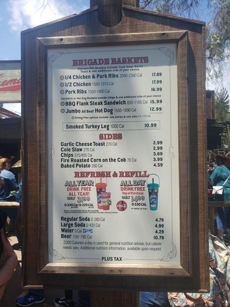 Menu at Fireman's Brigade Barbecue, Buena Park