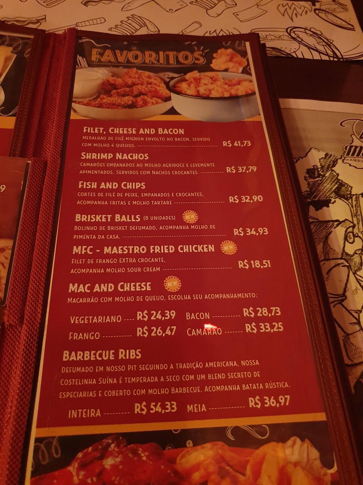 Menu em Maestro Burger & Grill restaurante, Itapetininga