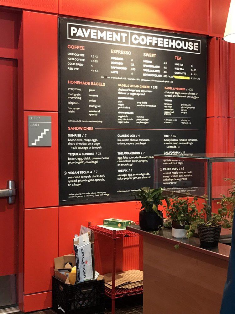 Menu at Pavement Coffeehouse - Harvard Sq. cafe, Cambridge, 1350 ...