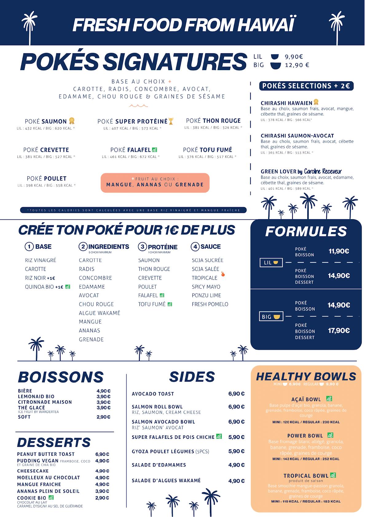 Menu au POKAWA Poké bowls restaurant, Reims