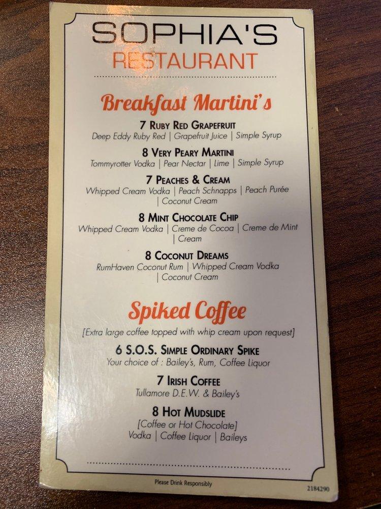 Menu at Sophia's Restaurant, Buffalo