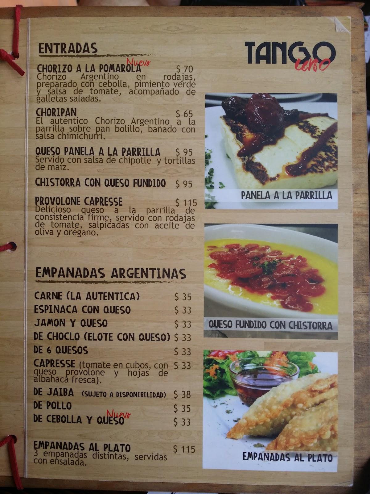 Carta del restaurante Tango Uno Tampico, Tampico, Av. Miguel Hidalgo 4410