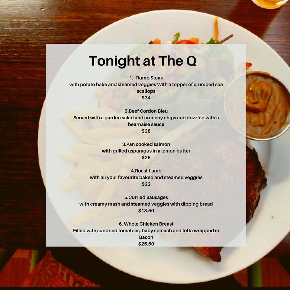 Carta del pub y bar The Queensland Hotel, Miles