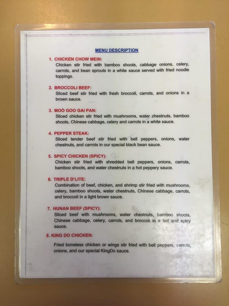 Menu at Wok D'Lite restaurant, Lake Charles