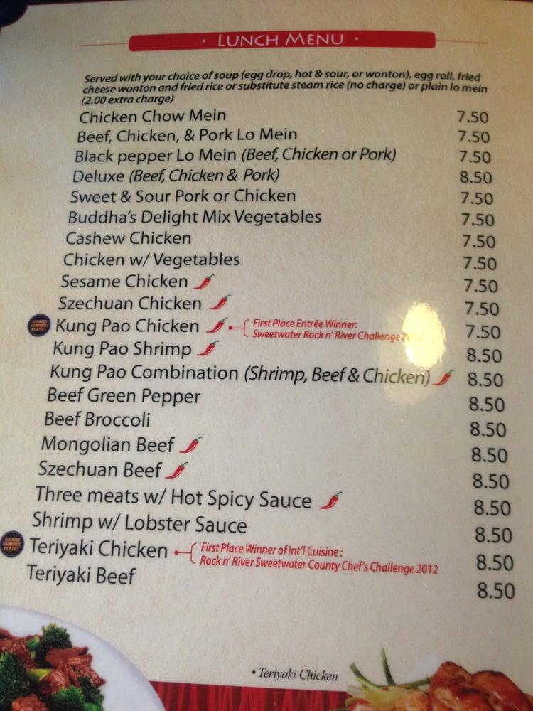 Menu at Chop Stix Asian Bistro restaurant, Rock Springs