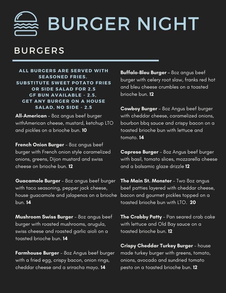 Menu at The Grey Owl Bar & Grill, Rockland