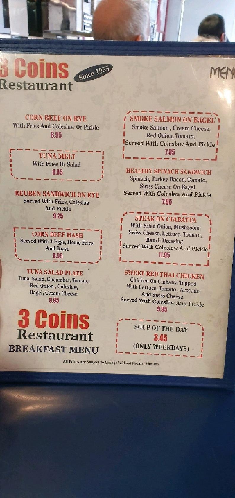 Menu at Three Coins Open Kitchen fast food, Richmond Hill