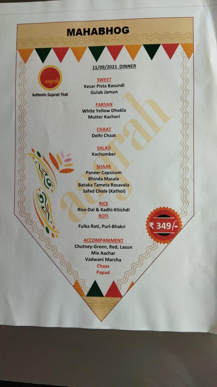 Menu at Aagrah Restaurant, Ahmedabad, Aagrah Restaurant