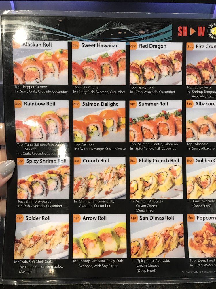Menu at Show Sushi restaurant, San Dimas