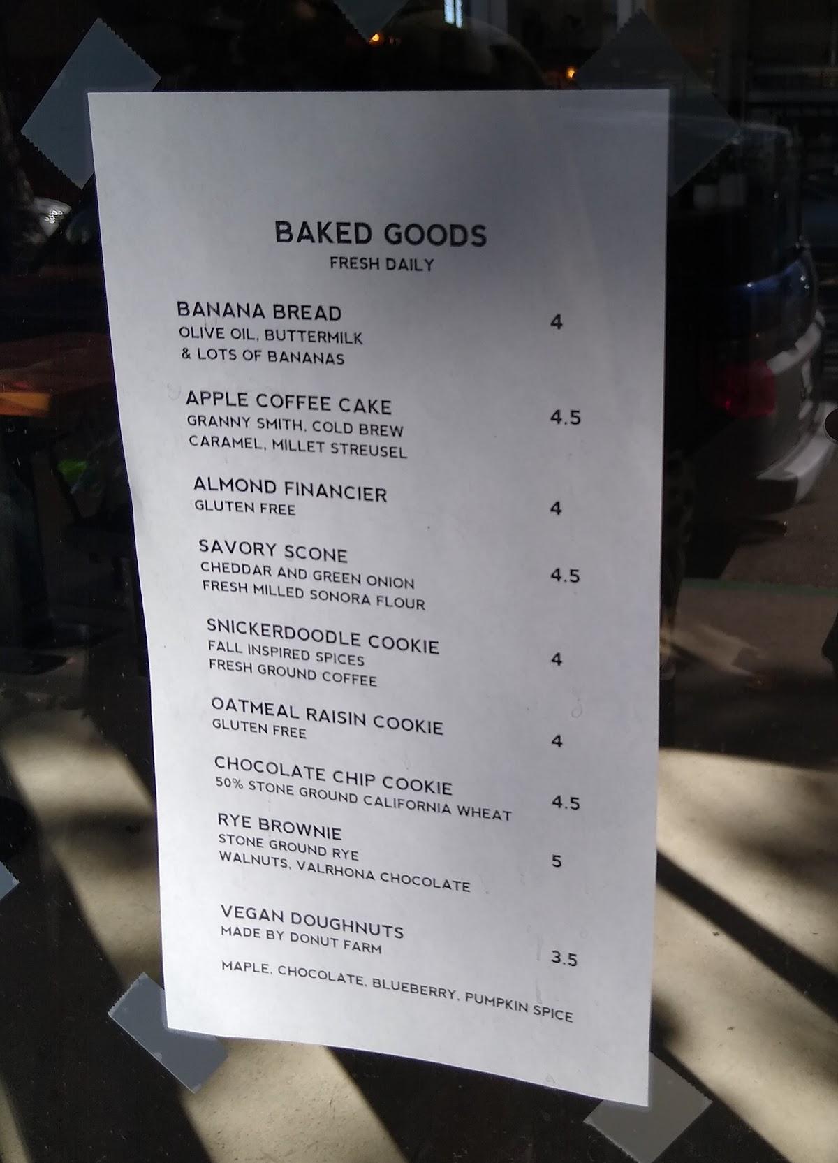 Menu at States Coffee cafe, Berkeley