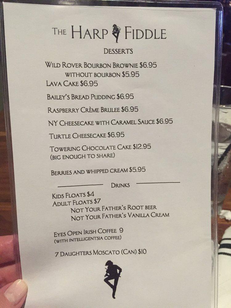 Menu at The Harp And Fiddle pub & bar, Park Ridge