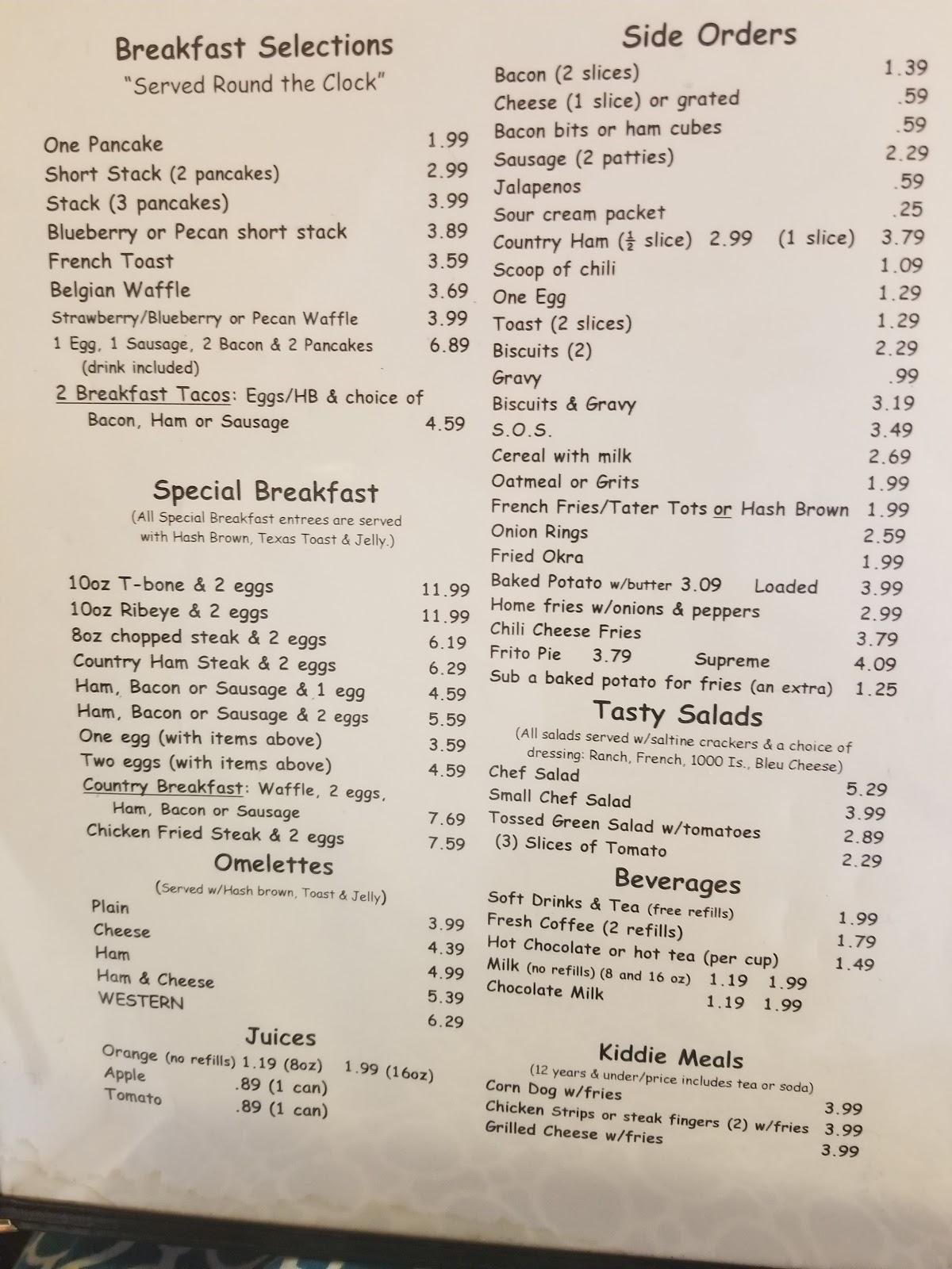 Menu at Bill's Grill BBQ, Temple