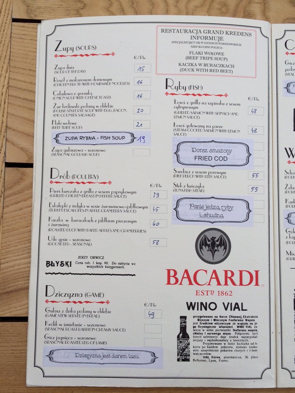 Carta del restaurante Gaga Restauracja Gruzińska, Varsovia, al ...