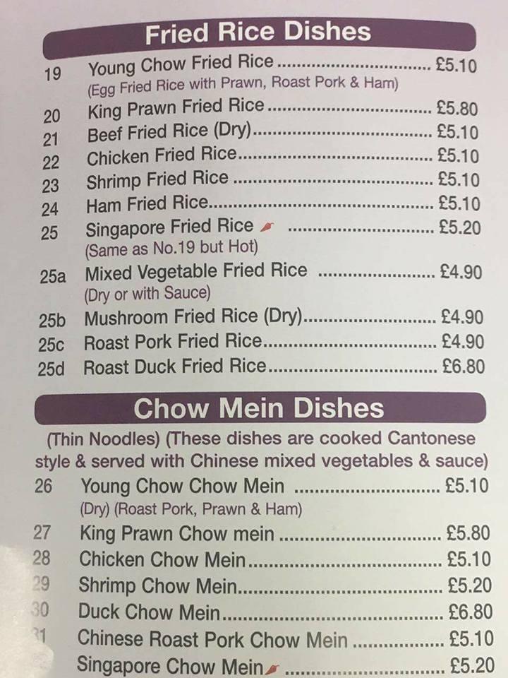 Menu at Hoi Shan fast food, Newton Abbot