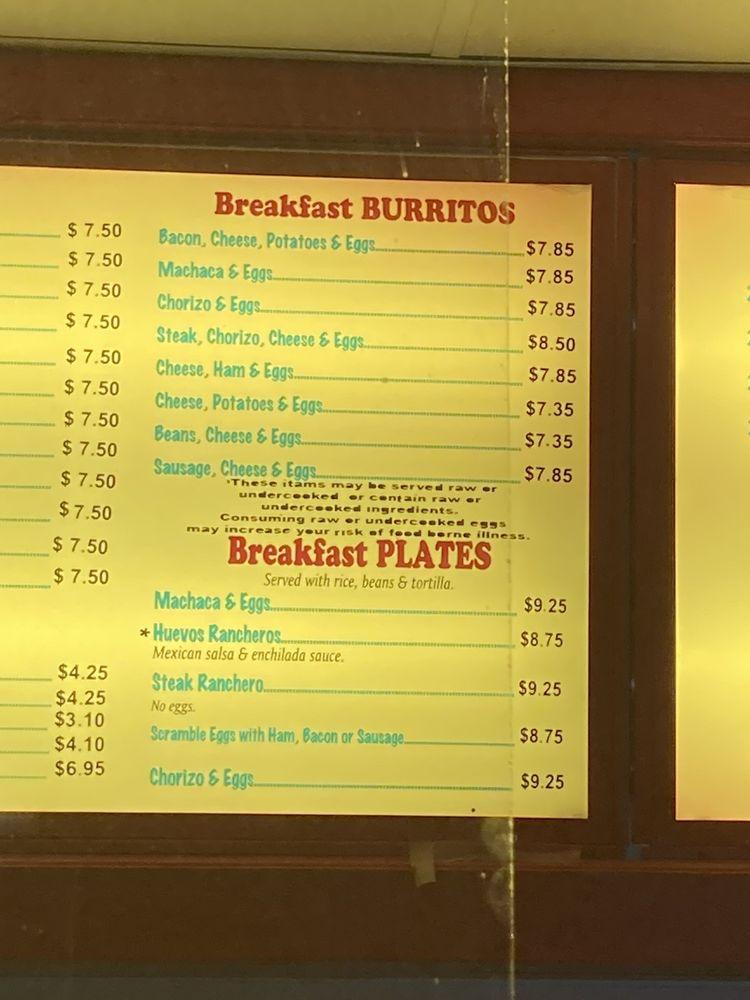 Carta de comida rápida Tacos Los Compas, Denver