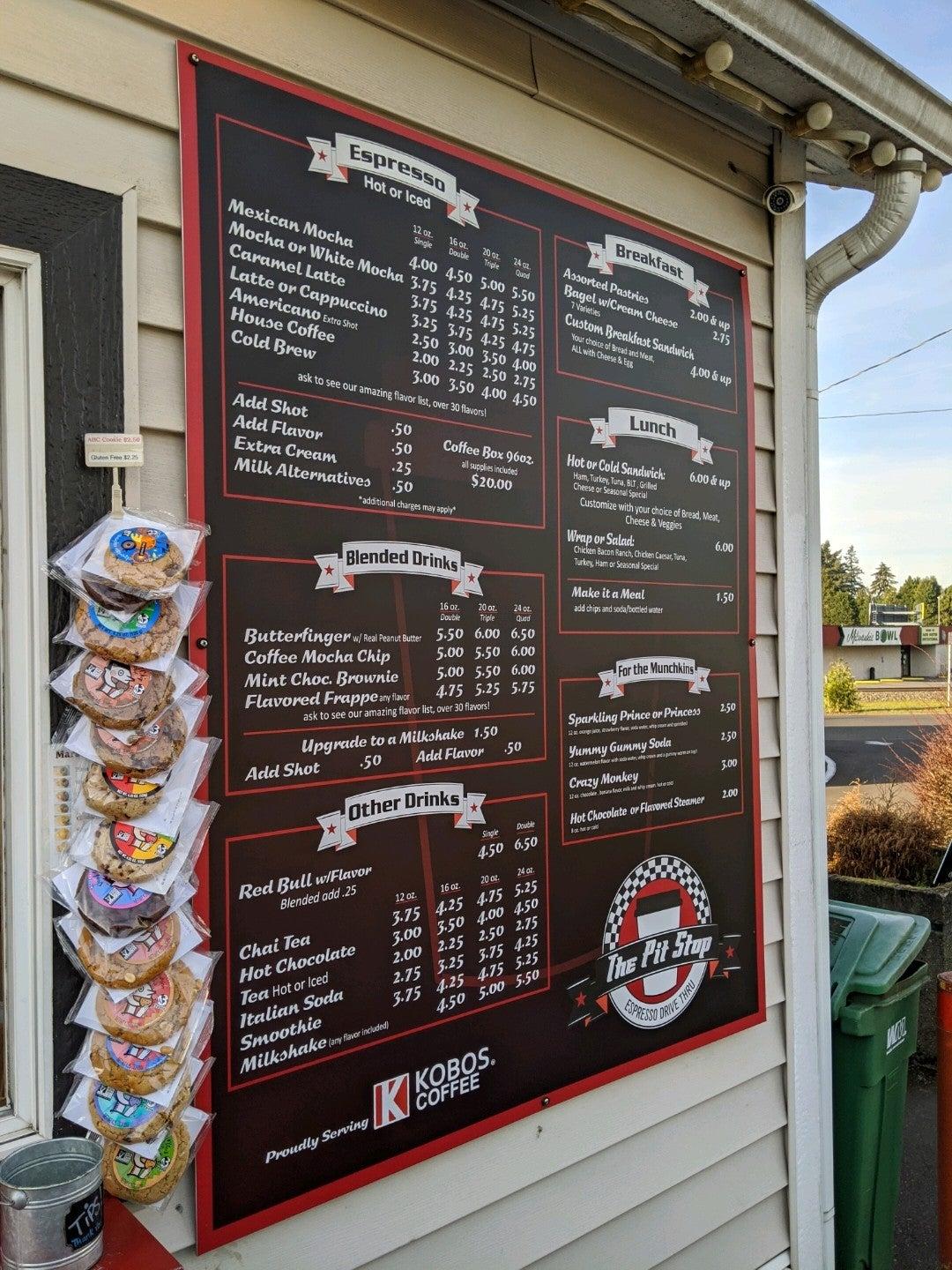 Menu at The Pit Stop, Milwaukie, SE Harrison St
