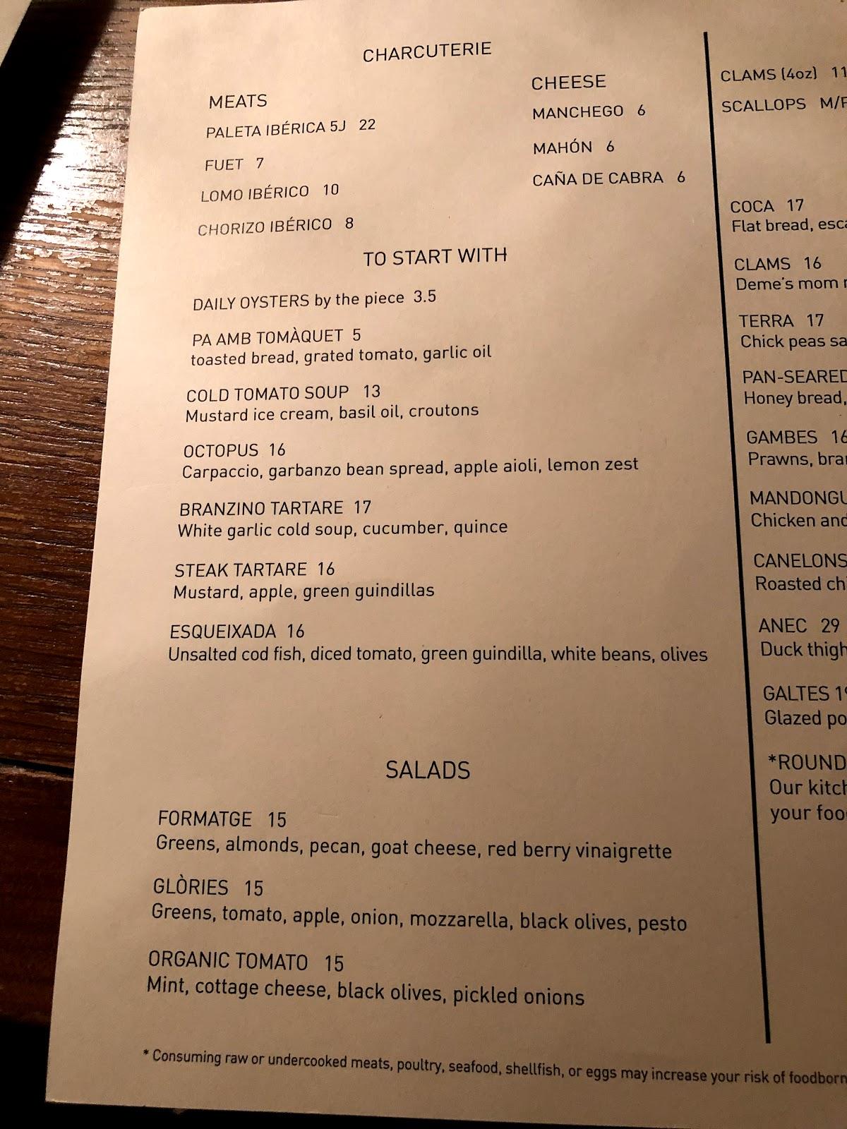 Menu at niu kitchen restaurant, Miami