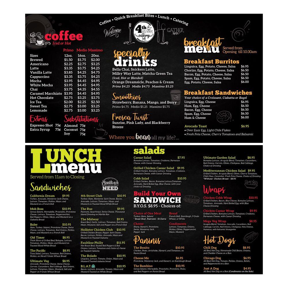 Menu at 4th Street Eatery restaurant, Hollister