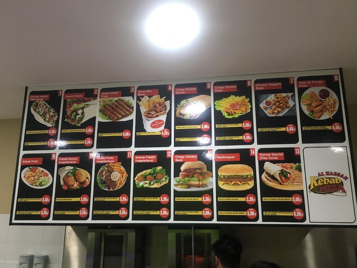 Menu at Al Hassan kebab & pizza restaurant, Matosinhos