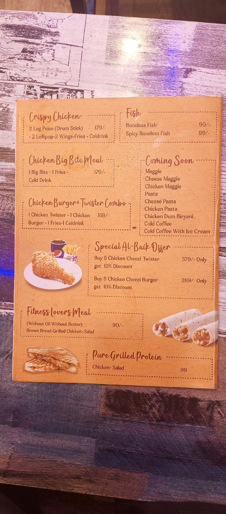 Menu at Al baik, Bhopal, 6CX8+P9M