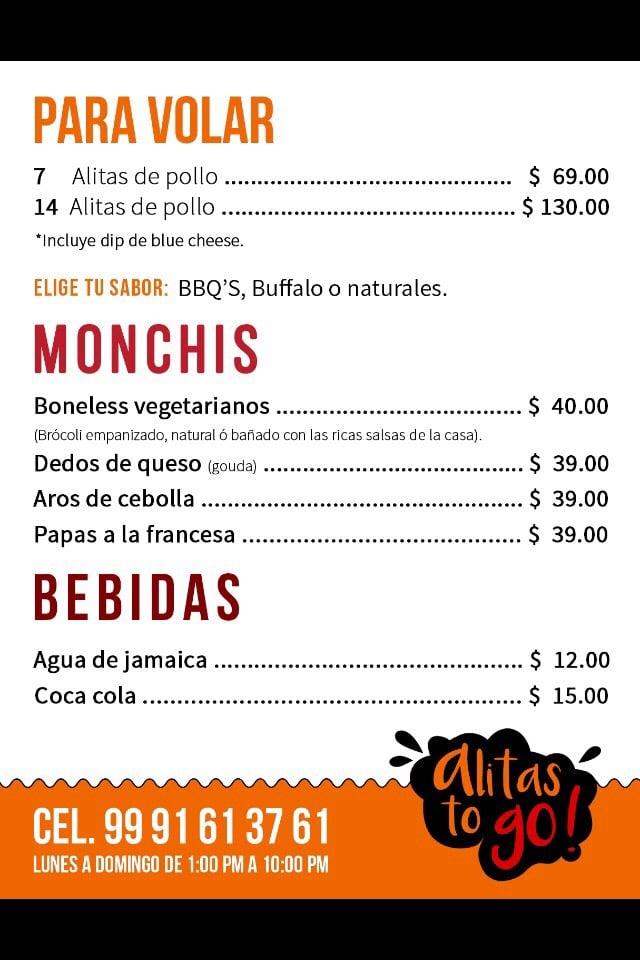 Menu at Alitas To Go, Merida