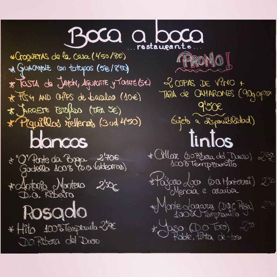 Menu at Boca a boca Restaurante, Santiago de Compostela
