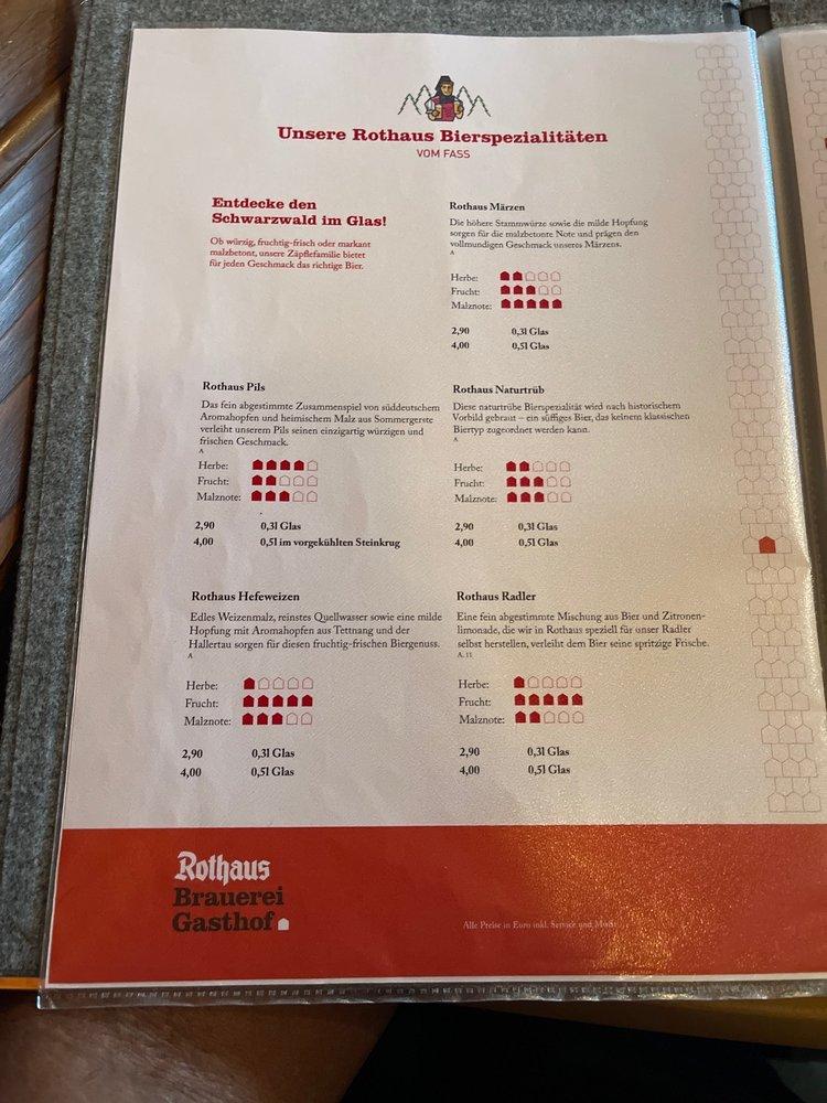 Speisekarte von Rothaus pub & Bar, Grafenhausen