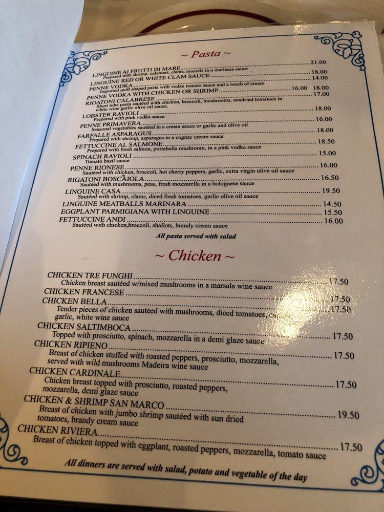 Menu at Casa Bella restaurant, Scranton