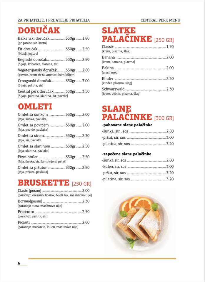 Menu at Central Perk Gastrobar, Niksic