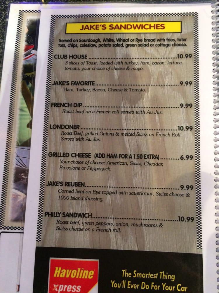 Menu at Jake's Bar & Grill, Vancouver