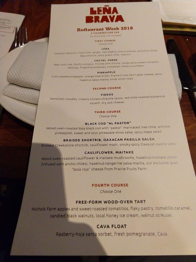 Menu at Leña Brava pub & bar, Chicago