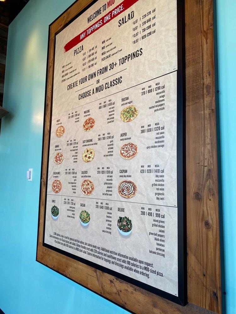Menu at MOD Pizza pizzeria, Rockford, E State St