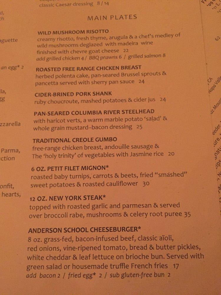 Menu at McMenamins Anderson School pizzeria, Bothell
