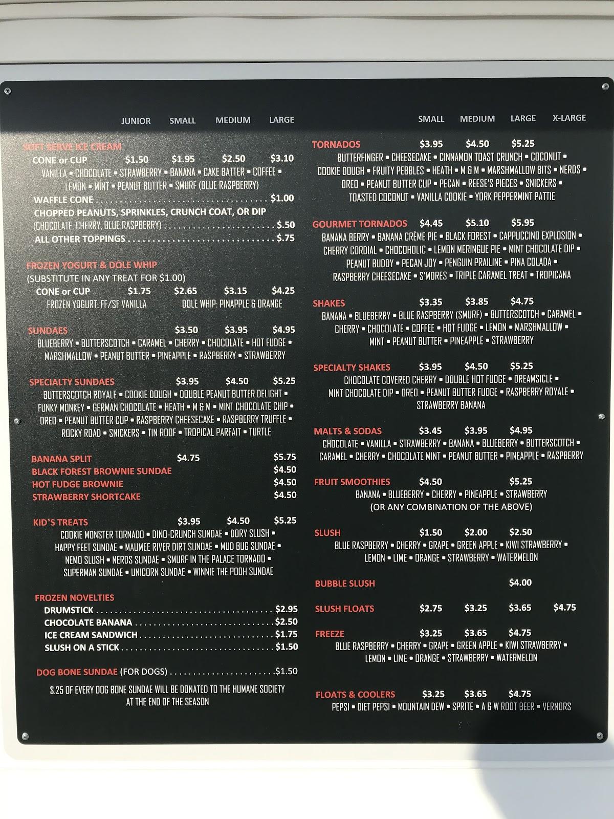 Menu at Penguin Palace, Maumee