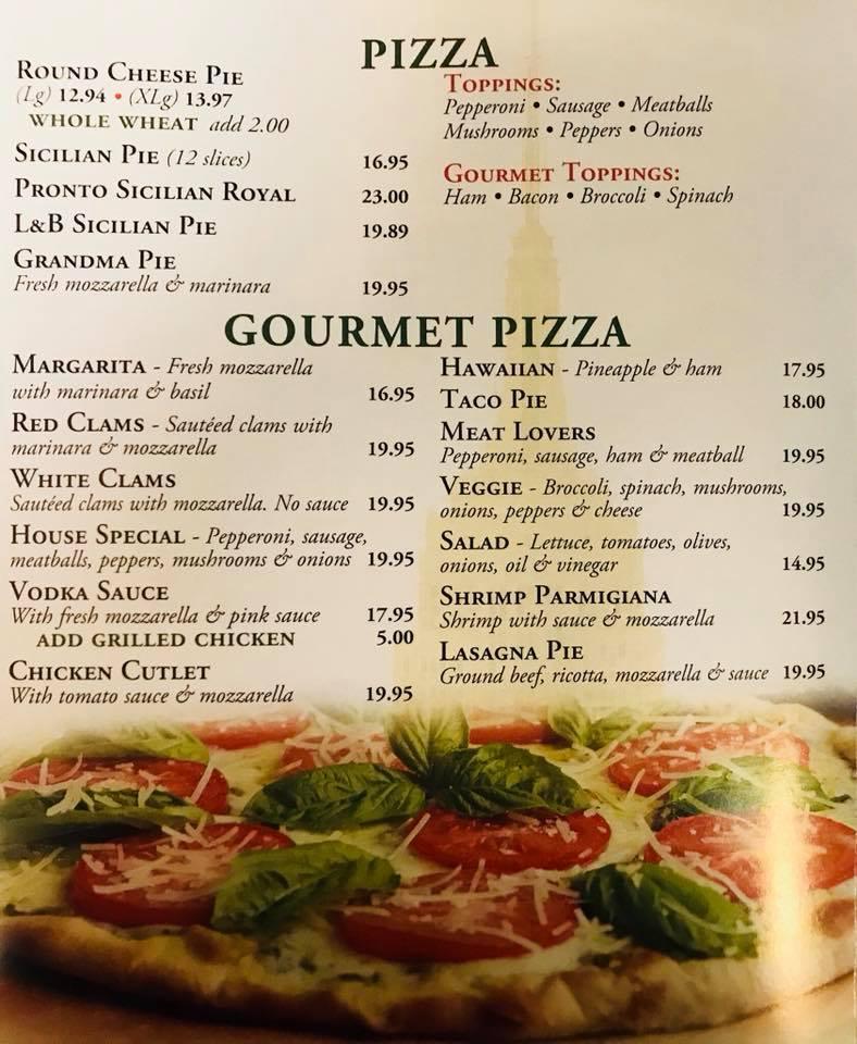 Menu at Pronto Pizza and Restaurant - Best Pizza Sayreville NJ, Pan ...