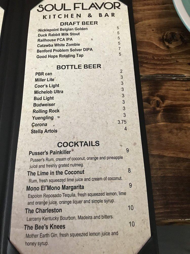 Menu at Soul Flavor pub & bar, Carolina Beach