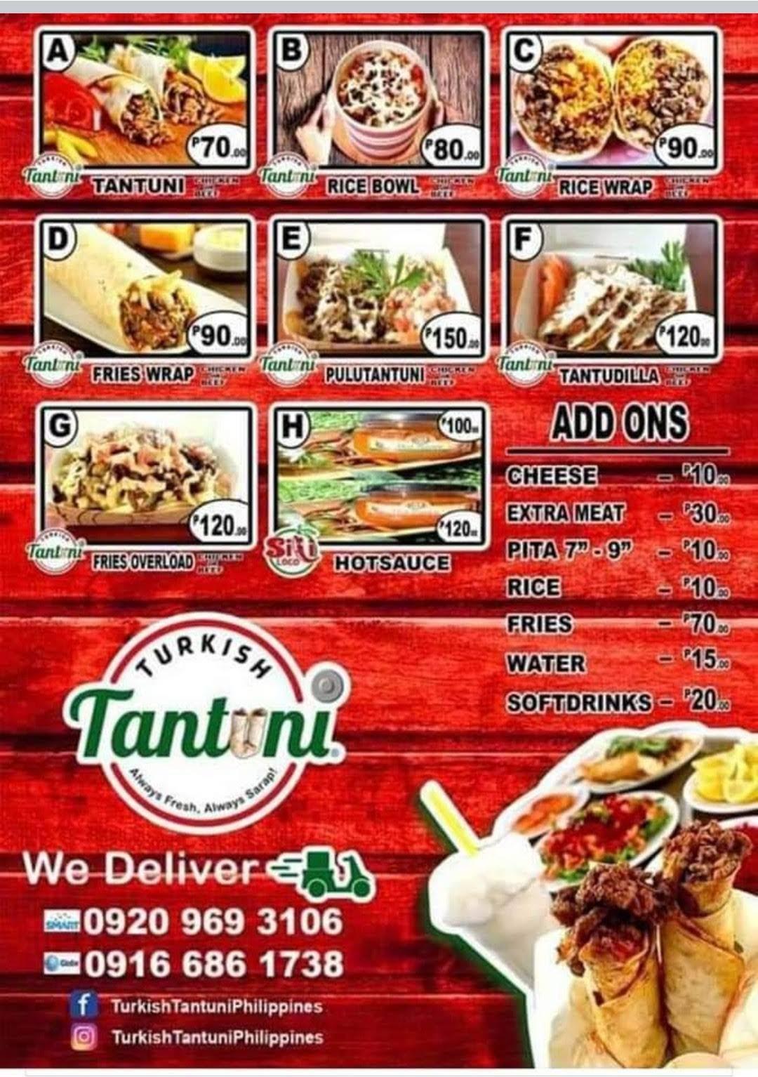 Menu at Turkish Tantuni Binubusan Lian Branch restaurant, Lian