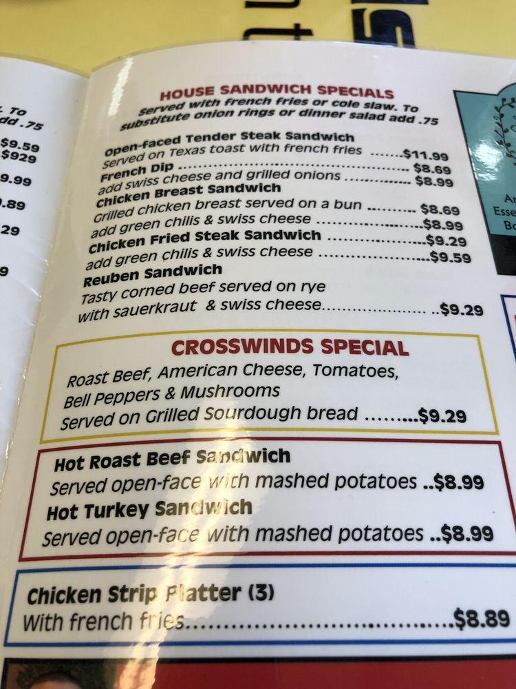 Menu at Crosswinds Restaurant, Payson