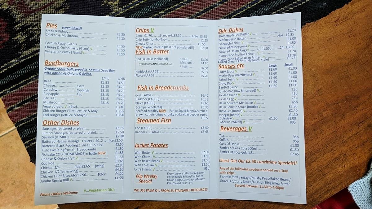 Menu at All-Ways Fryday fast food, Poole