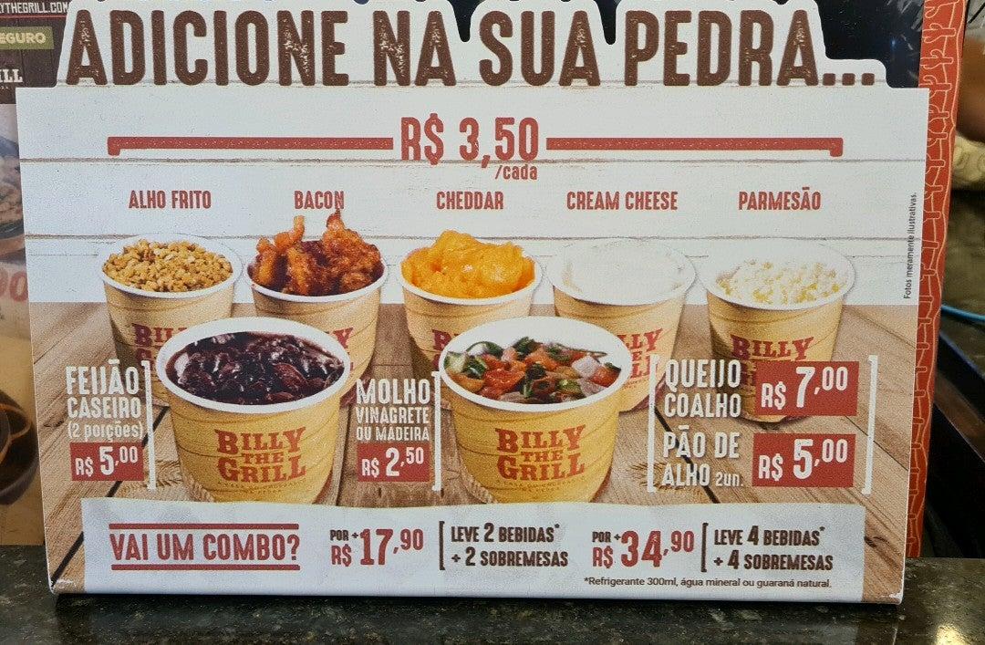 Menu at Billy The Grill restaurant, São Gonçalo, Av. São Gonçalo