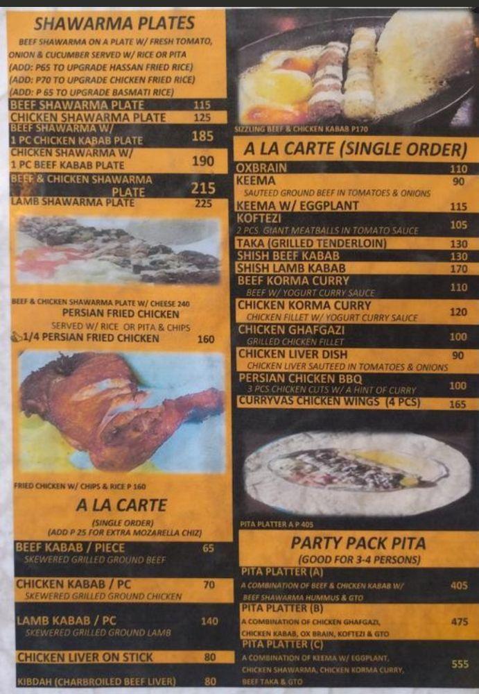 Menu at Hassan Kabab and Steaks pub & bar, Quezon City, Katipunan Ave