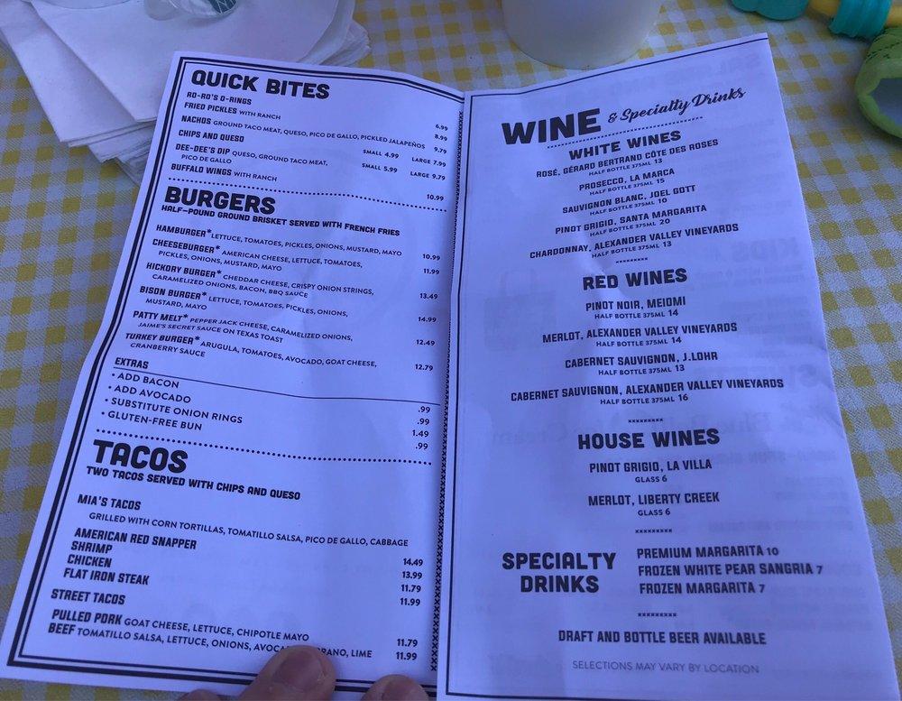 Menu at Mia's Table restaurant, Houston, Argonne St