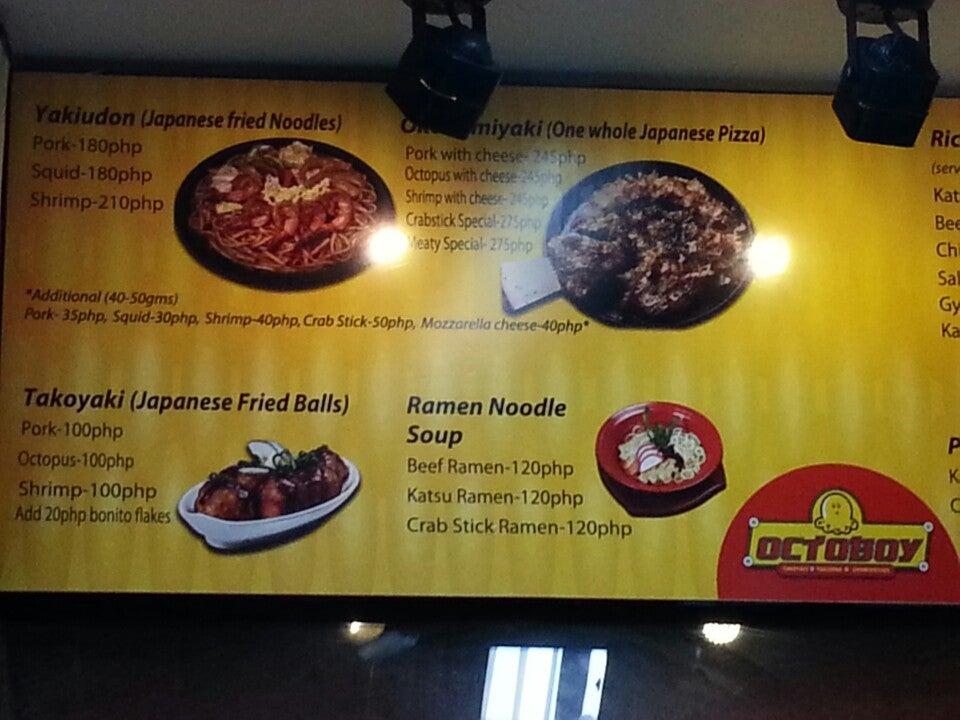 Menu at Octoboy restaurant, Quezon City, 749 Banawe St. Cor Sct Alcaraz