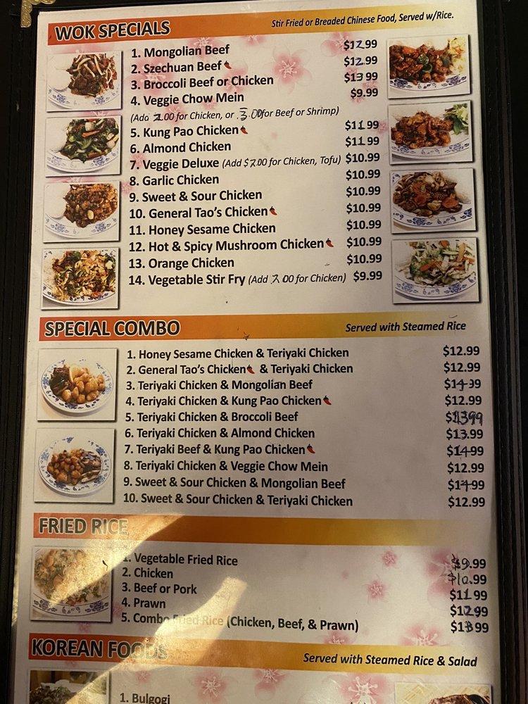 Menu at Osaka Teriyaki and Sushi restaurant, Kennewick