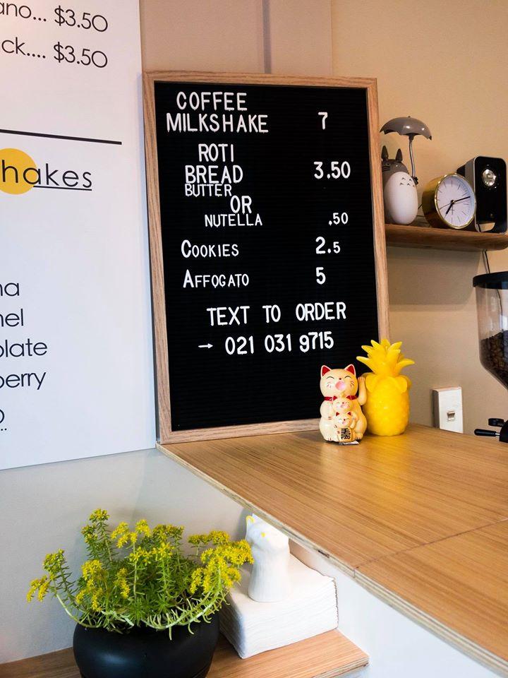 Menu at Refresh Espresso cafe, Wellington
