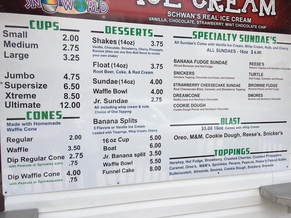 Menu at Brooke's Sno-World - West Main restaurant, Houma