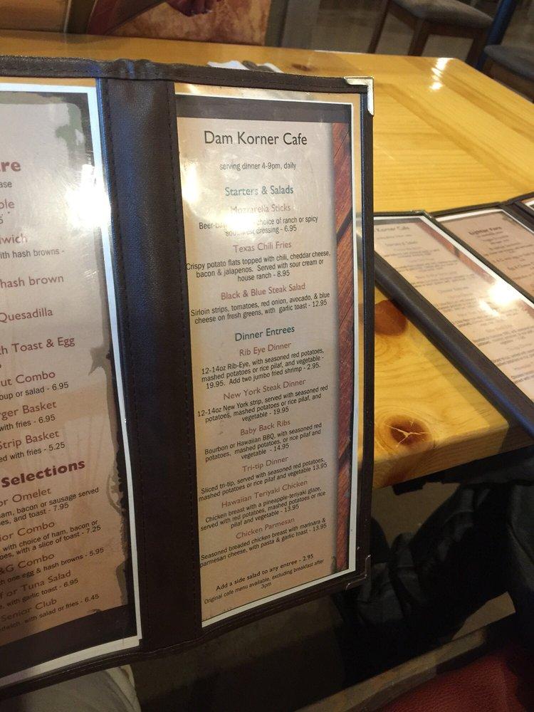 Menu at Dam Korner cafe, Lake Isabella