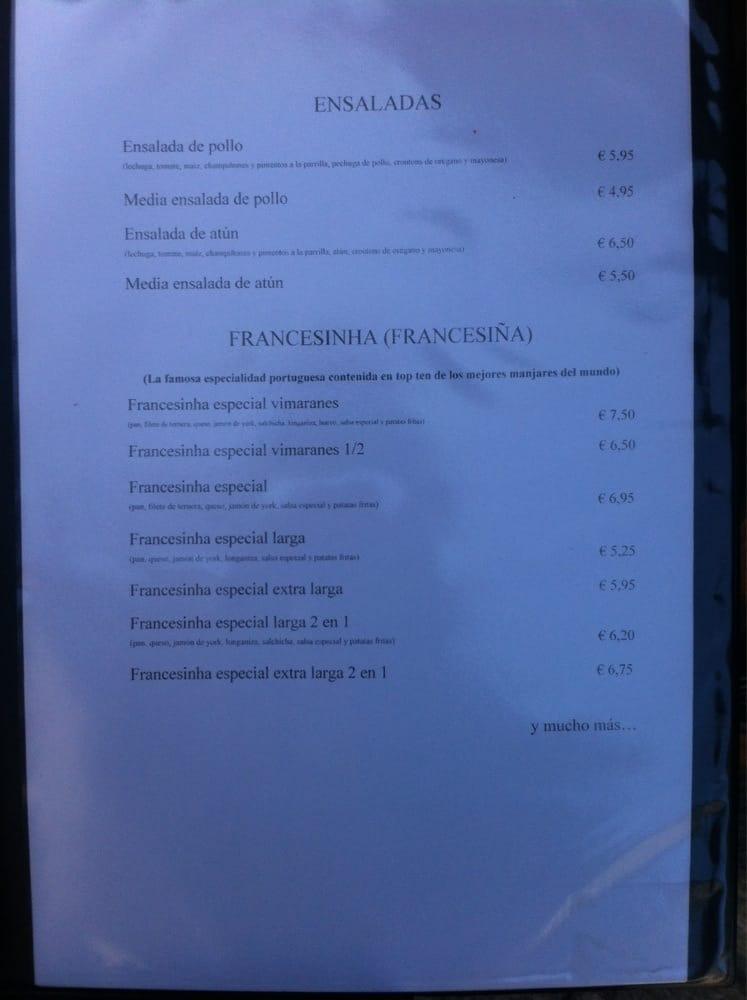 Menu at Dona Maria restaurant, Guimaraes